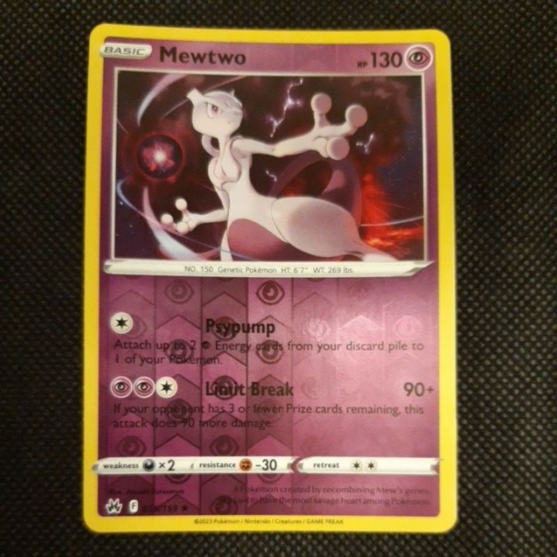 Pokemon Card TCG : Crown Zenith: Mewtwo 059/159 Reverse Holo 100% Original Pokemon Card | Shopee ...