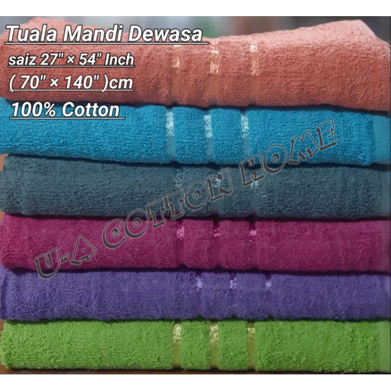 Tuala mandi dewasa 100% cotton murah Tebal serap air kualiti baik saiz ...