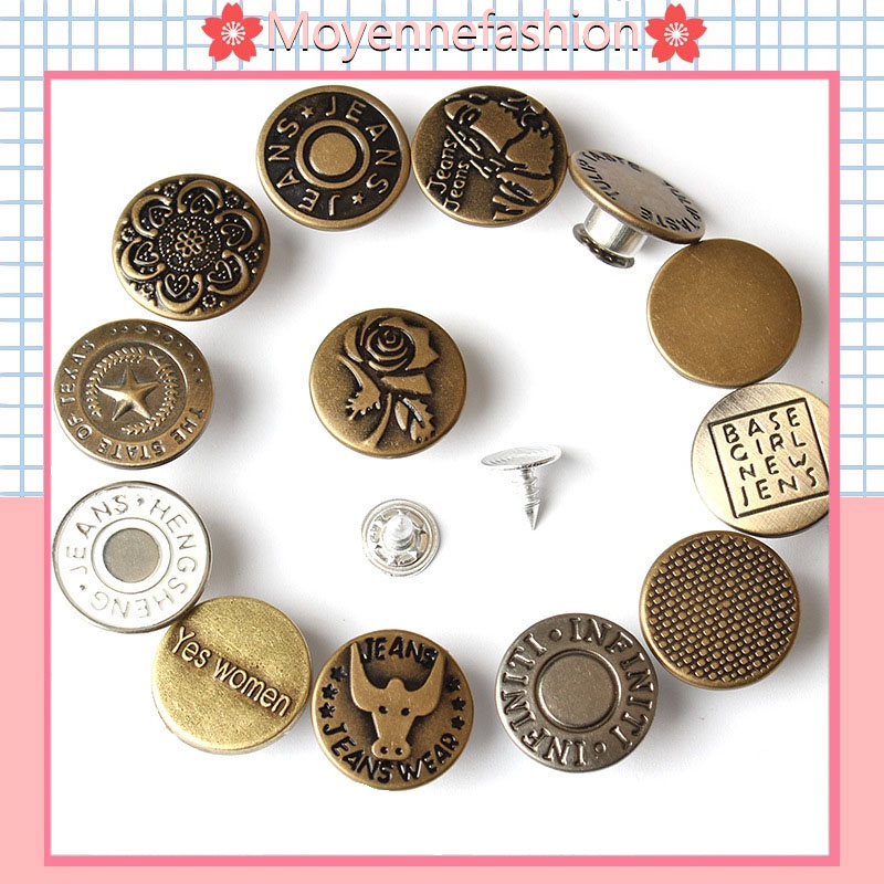 【READY STOCK AT MALAYSIA】可调节纽扣 Adjustable Detachable Jeans Buttons Nail ...