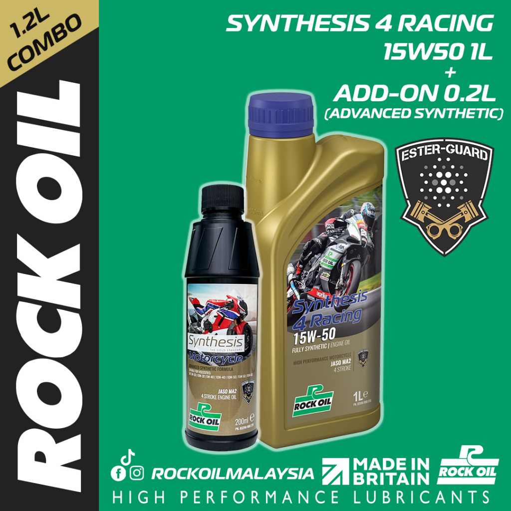 1.2L Combo Rock Oil Synthesis 4 Racing 15W50 (1L) + Add On (0.2L ...