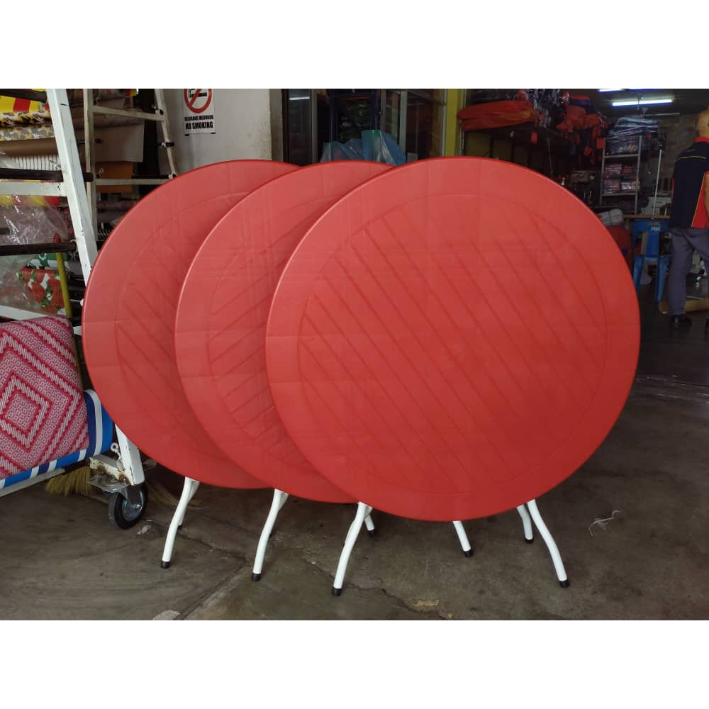MEJA PLASTIK BULAT 3 KAKI/ MEJA LIPAT BULAT 3KAKI/ FOLDABLE PLASTIC ...