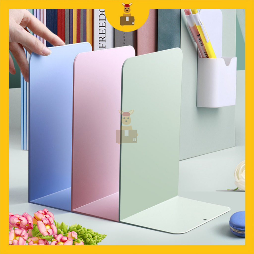 2PCS Metal Bookend Book Stand Thickened Metal Book Holder Bookshelf ...