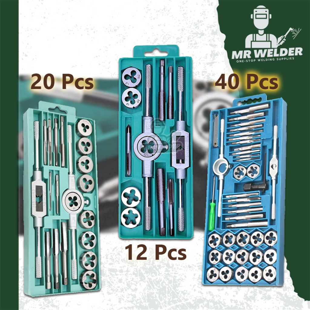 12PCS / 20PCS / 40PCS Thread Hand Tap Wrench And Die Pro Set M3-M12 Metal Nut Bolt Alloy Hand ...