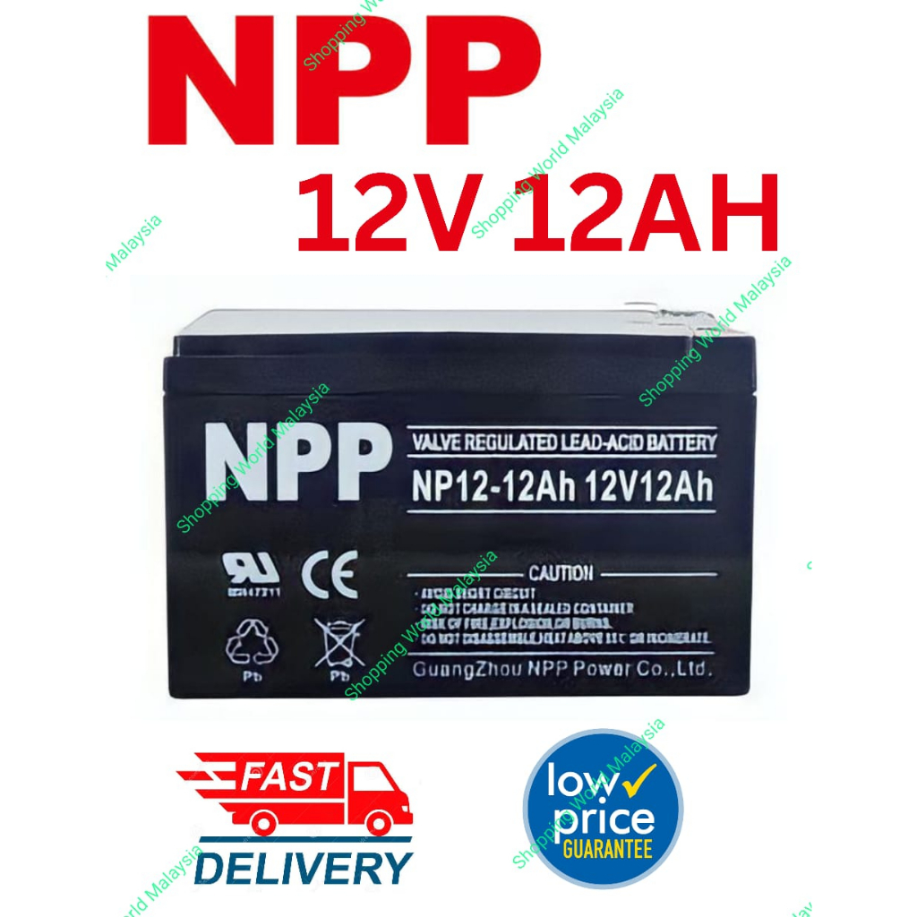 NPP 12V12AH AGM Deep Cycle Sealed Lead Acid Rechargeable Battery ...