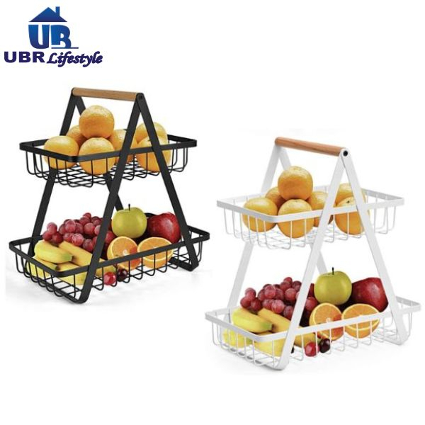 2 Tier Onion Rack Fruit Basket Rak Bawang Bertingkat Vegetable Storage ...