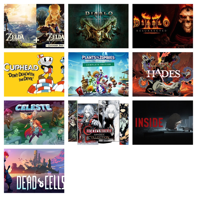 (10in1)Nintendo Switch Digital zelda+dlc,Cuphead,Dead Cell,Hades,Diablo ...