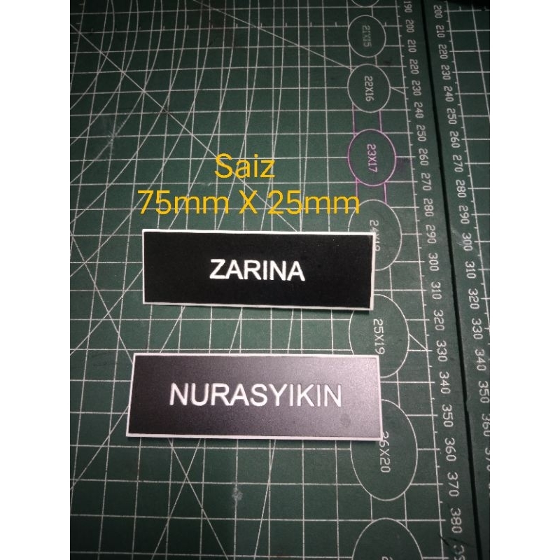 Nametag Murah/Nametag Nama Pelajar/Guru/Staff Hitam Putih(Pin & Magnet ...