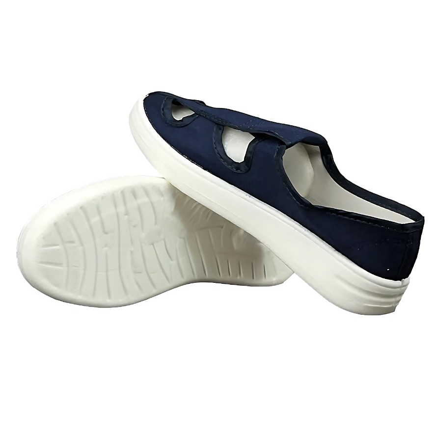 ESD Cleanroom Shoes 4 poles design/ White and Blue color/ PU material ...
