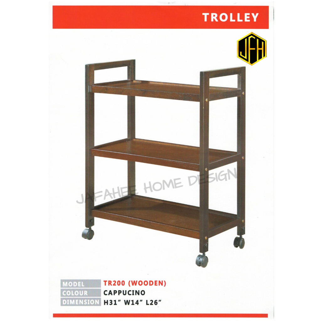 JHD TR200 Wooden Trolley / Solid Wood Kitchen Trolley / Wooden Kitchen ...