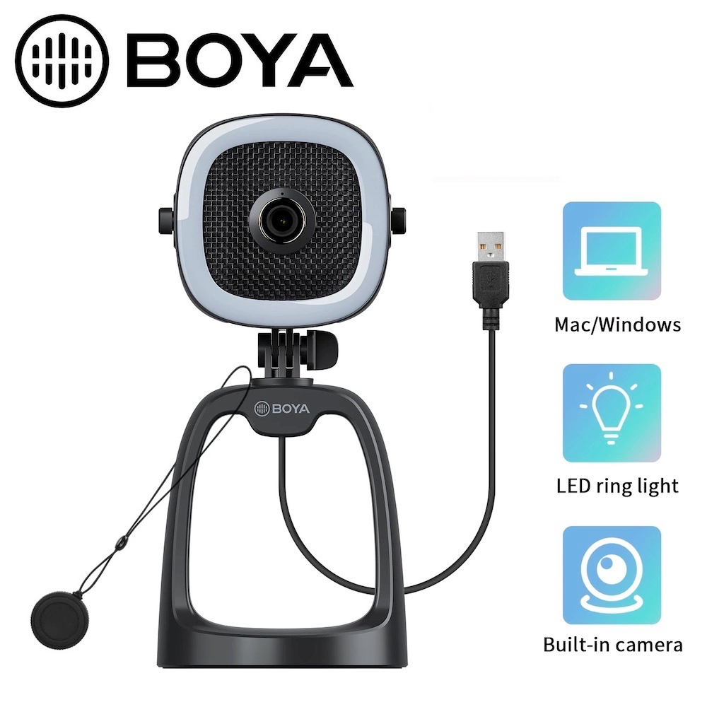 BOYA BY-CM6A/B Full HD 1080p 4K All In One USB Webcam Microphone Camera ...