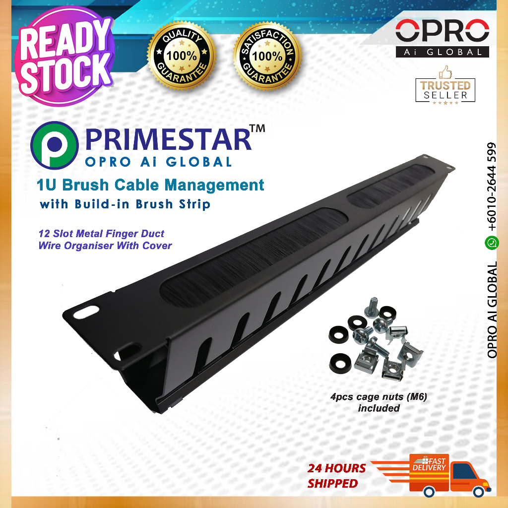 [Solid Metal] Primestar 1U 19" Server Rack Cable Management Panel with ...