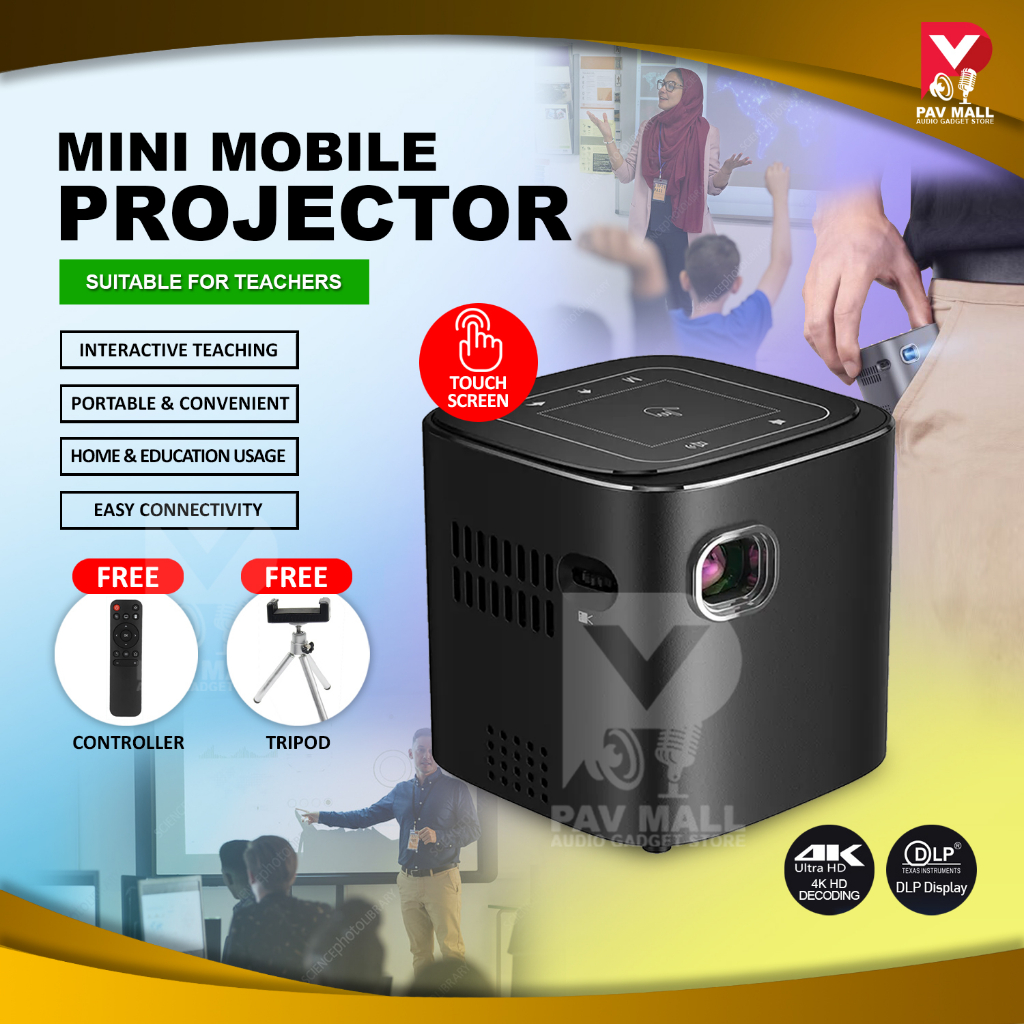 Android Projector 4K Portable D19 | Home Hdmi Movie Screen Mini ...