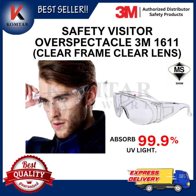 SAFETY VISITOR OVERSPECTACLE 3M 1611 (Clear Frame Clear Lens) | Shopee ...