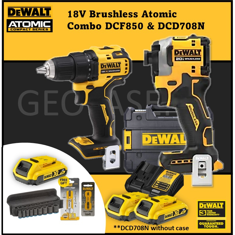 Dewalt 18V/20V Atomic Series Combo DCF850 Impact Driver & DCD708N ...