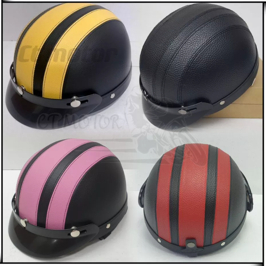 CT Kura Kura Helmet Harley Retro Synthetic Leather Half Face Motorcycle ...