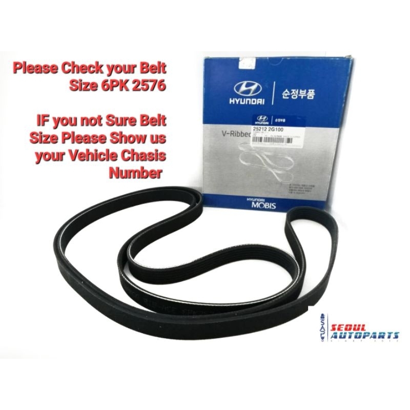 FAN BELT 6PK 2576 = Sorento XM 2.4 (2011-2012) #252122G100 | Shopee ...