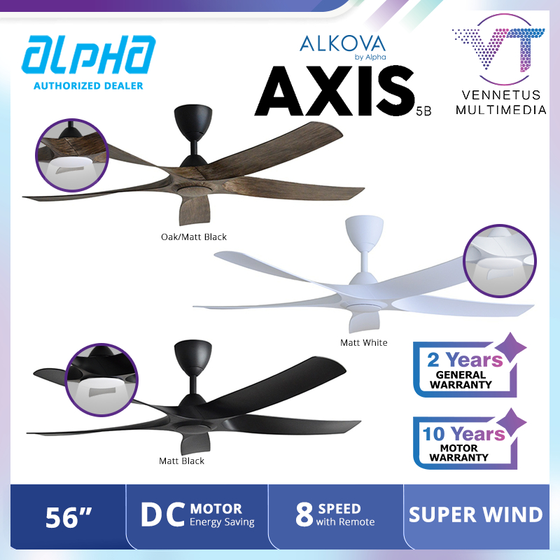 ALPHA Alkova - AXIS 56 Inch DC Motor Ceiling Fan SUPER WIND with 5 ...