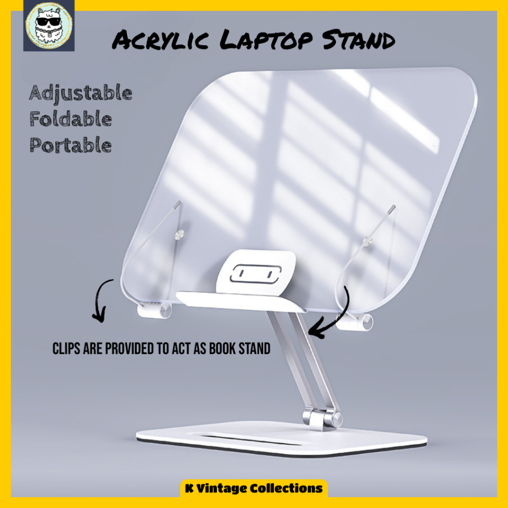 Acrylic Laptop Stand Holder Book Stand Office Adjustable Foldable ...