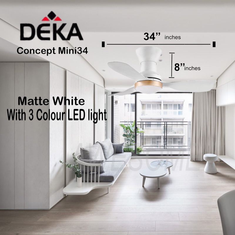 Deka Concept Mini 22” 34” 42” DC motor kitchen Mini Ceiling fan / Kipas ...