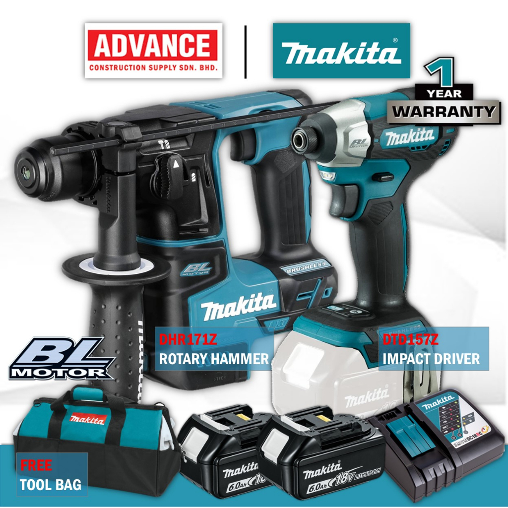 Makita 18V Cordless Combo Set RM2150 ( DTD157Z18V Cordless Impact Driver / DHR171Z 18V Cordless ...