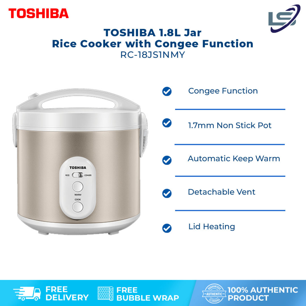 Toshiba 1.8L Jar Rice Cooker with Congee Function RC-18JS1NMY | 1.7mm ...
