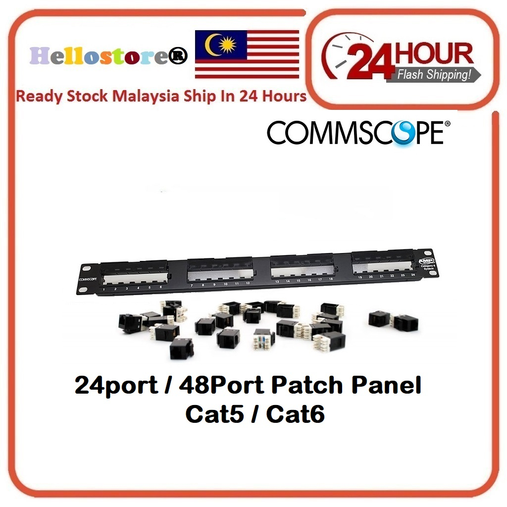 Commscope 24port/48Port Cat6 Cat5e UTP Patch Panel AMP UTP Category 6 ...