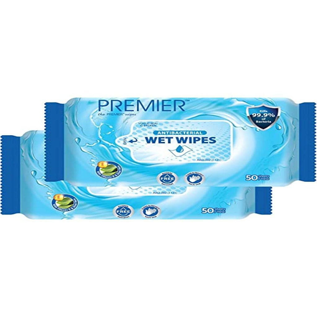 Premier Antibacterial Sanitizing Wipes ( 2 x 50's Sheets ) | Shopee ...
