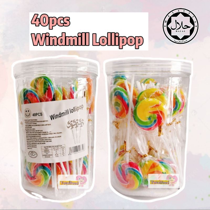 Windmill Lollipop Rainbow Candy Ali Hepin 40pcs | Shopee Malaysia