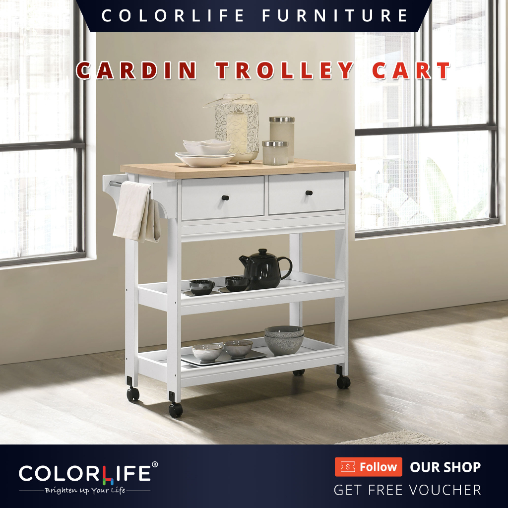 Color Life Cardin Kitchen Trolley Cart / Wine Storage Trolley & Kitchen ...