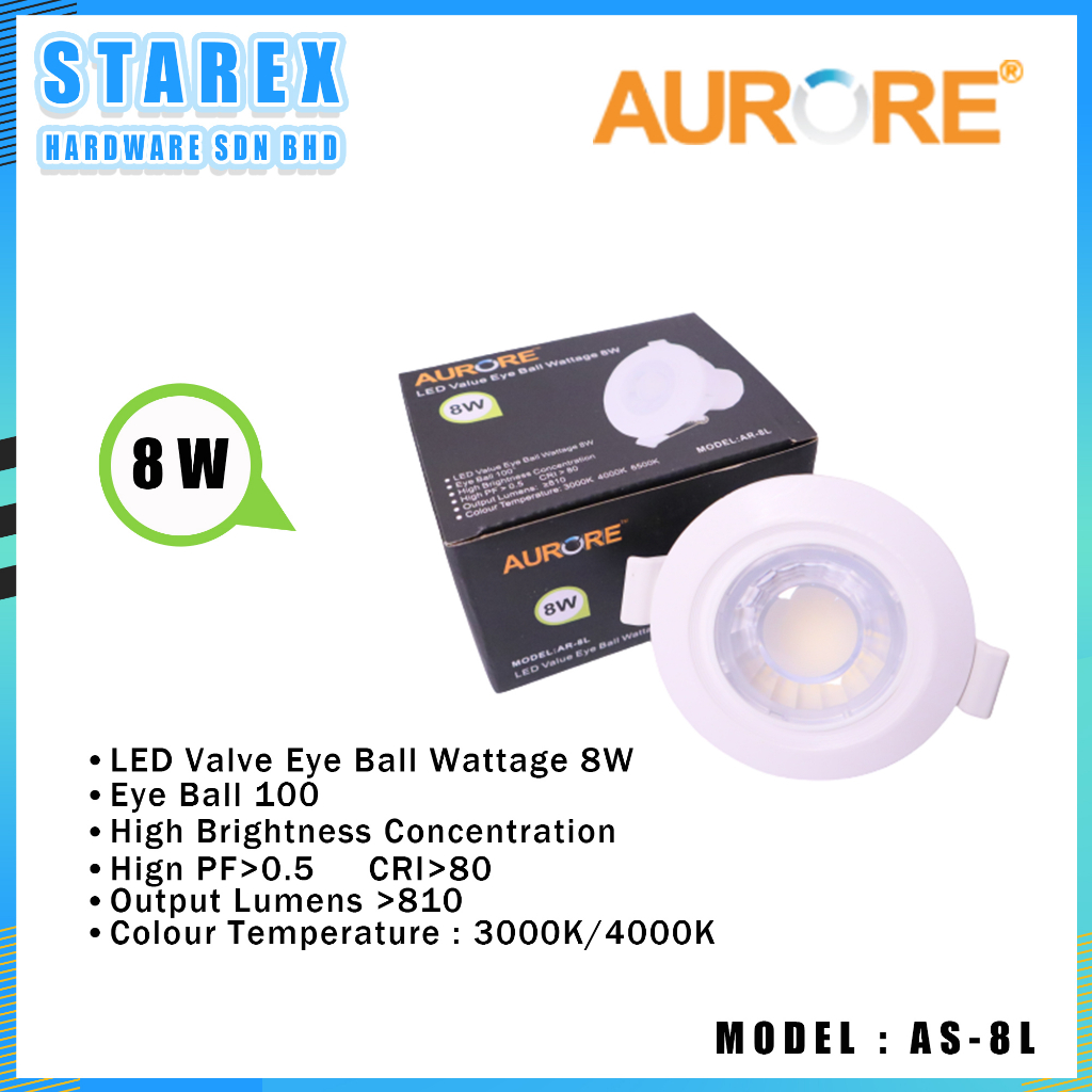 AURORE LED Value Eye Ball Wattage 8W Round Downlight Ceiling Lamp Soft ...