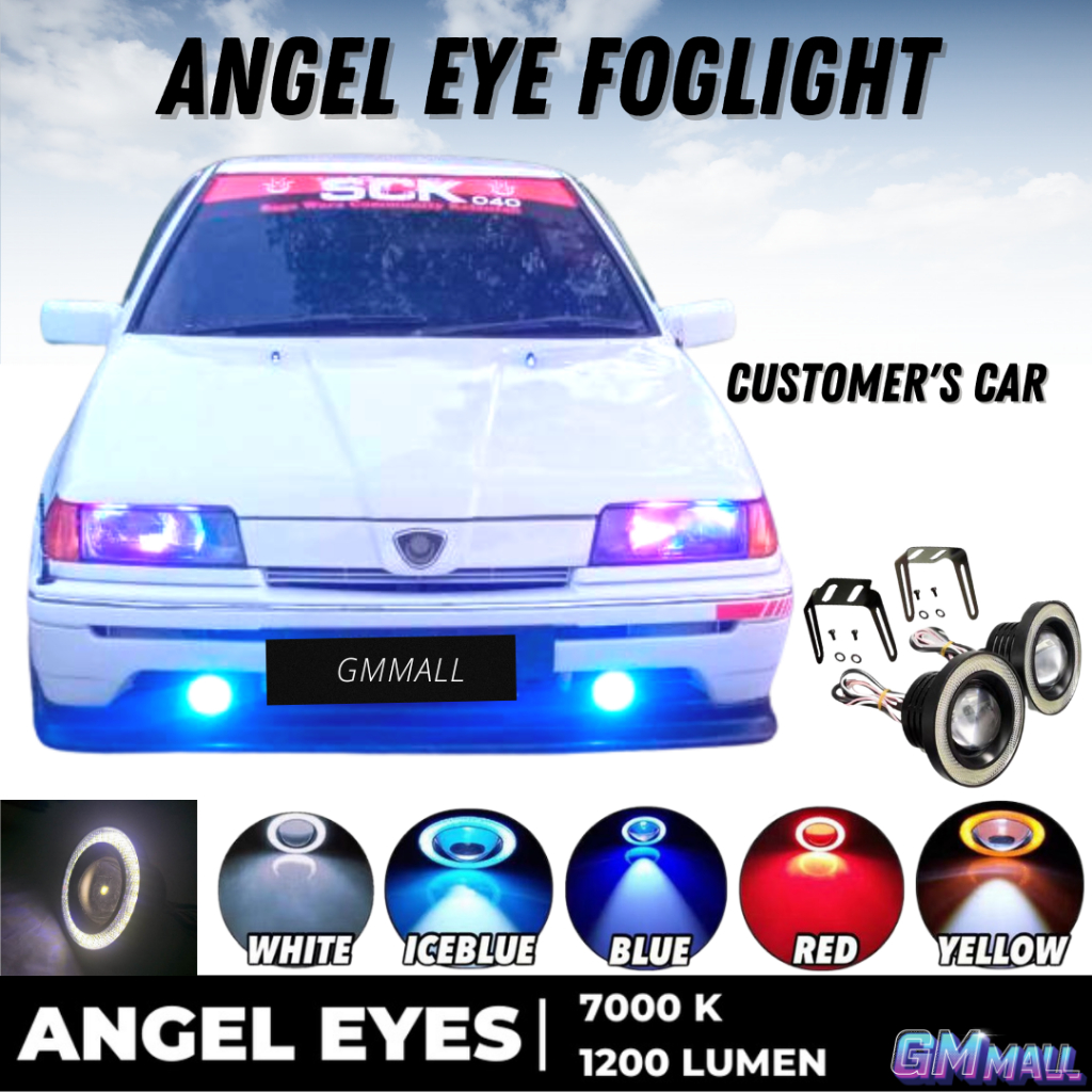 PROTON SAGA ISWARA ANGEL EYE Foglamp LED LIGHT Halo Ring Spotlight LED ...