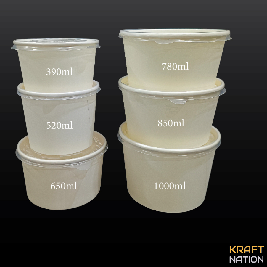 [Wholesale] 50 pcs 390/520/650/780/850/1000ml Kraft/White Paper Bowl ...