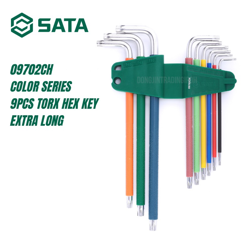SATA 09702CH Colored 9-Piece Extra Long Antislip Tamper-Proof Torx Key ...