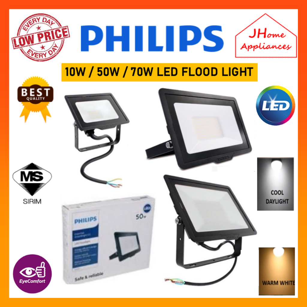 PHILIPS 10W / 50W / 70W BVP150 ESSENTIAL SMART BRIGHT LED FLOOD LIGHT - WW (3000K) / CDL (6500K ...