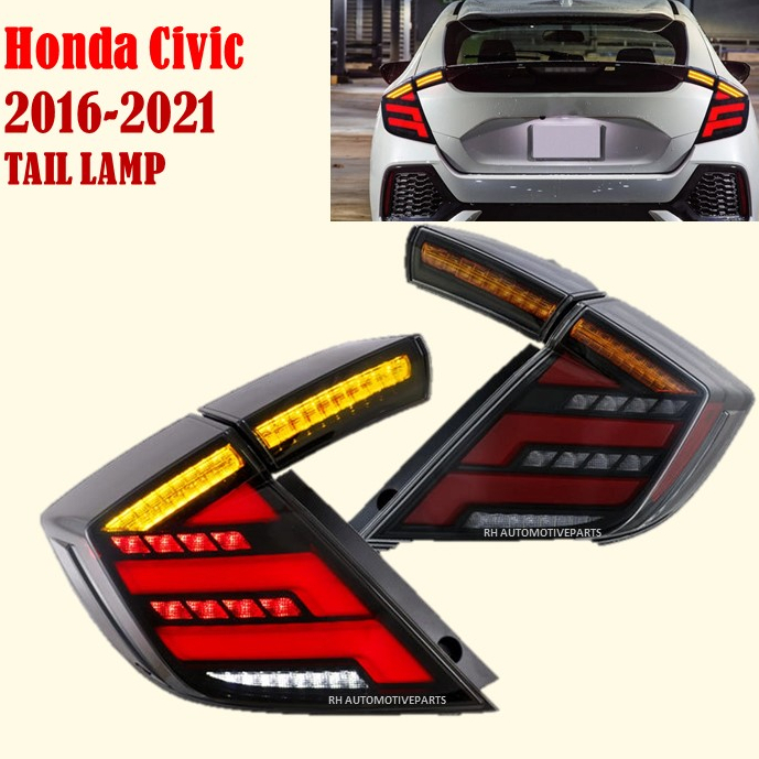 VLAND Full LED Smoked Tail Lights for Honda Civic Hatchback and Type R ...