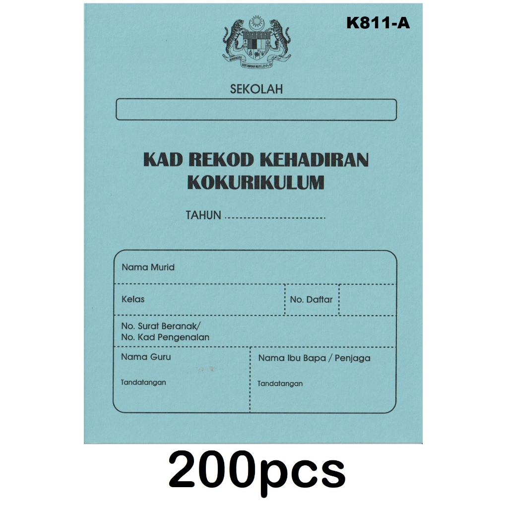 KAD REKOD KEHADIRAN KOKURIKULUM (K811-A) | Shopee Malaysia