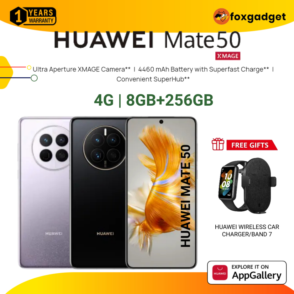 HUAWEI Mate 50 [8GB+256GB] | Ultra Aperture XMAGE Camera | 4460 mAh Battery with Superfast ...