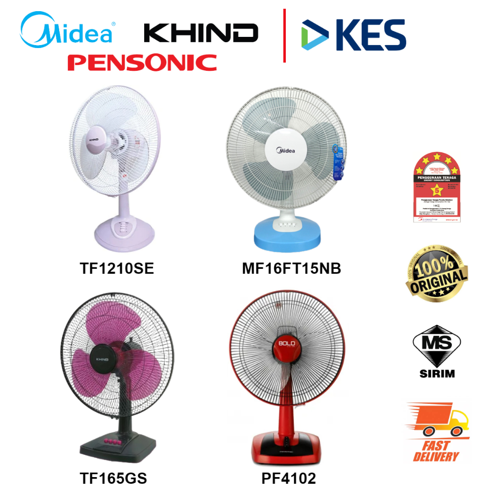 Khind Table Fan 16"/12" TF165GS TF1210SE Kipas Meja Midea Table Fan ...