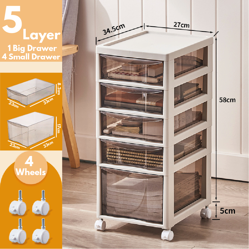 Transparent Cabinet Storage Box Cosmetic Multipurpose drawer Storage Trolley Moveable kabinet 3 ...