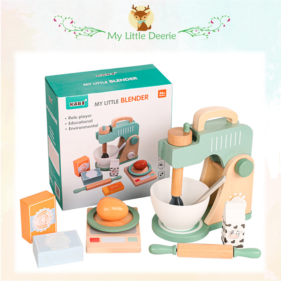 Wooden Food Mixer/Blender Pretend Play Role Play Children Kids Kitchen ...