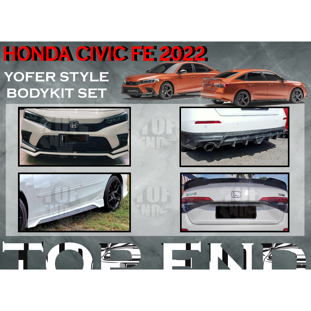 HONDA CIVIC FE 2022 YOFER STYLE PU MATERIAL CAR BODYKIT FORNT SKIRT ...