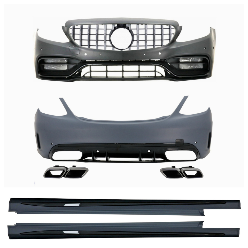 C CLASS W205 C180 C200 AMG C63 FACELIFT Set Front Rear Bumper Skirt ...
