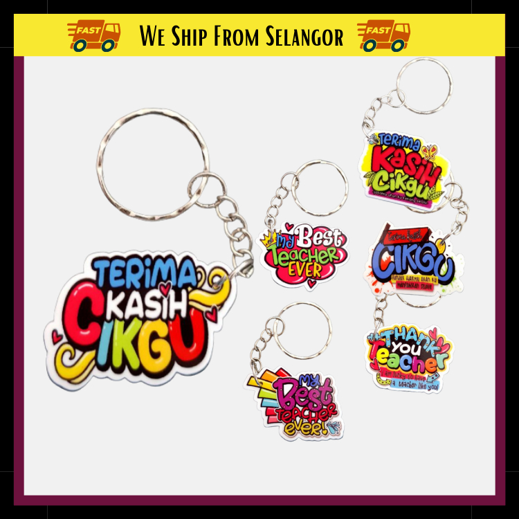 Readystock Keychain Thank you teacher Thank You cikgu teachers day hari ...