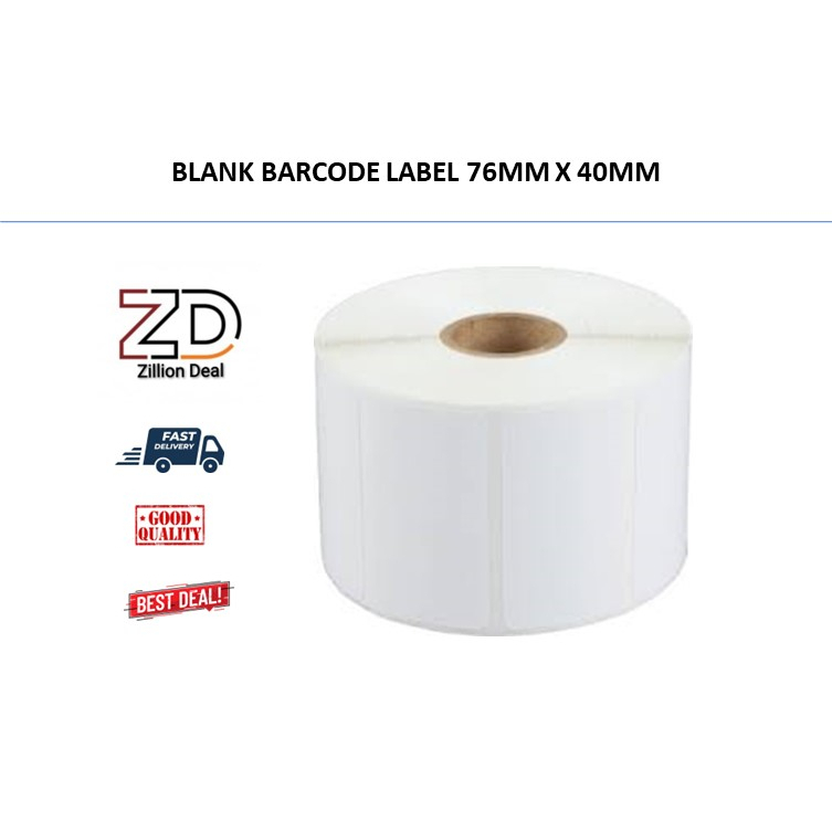 Blank Barcode Label 76mm x 40mm 100PCS | Shopee Malaysia