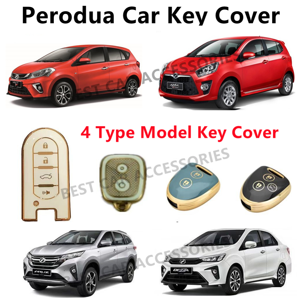 Perodua Chrome Gold TPU Car Key Cover MYVI BEZZA AXIA ARUZ Sarung ...