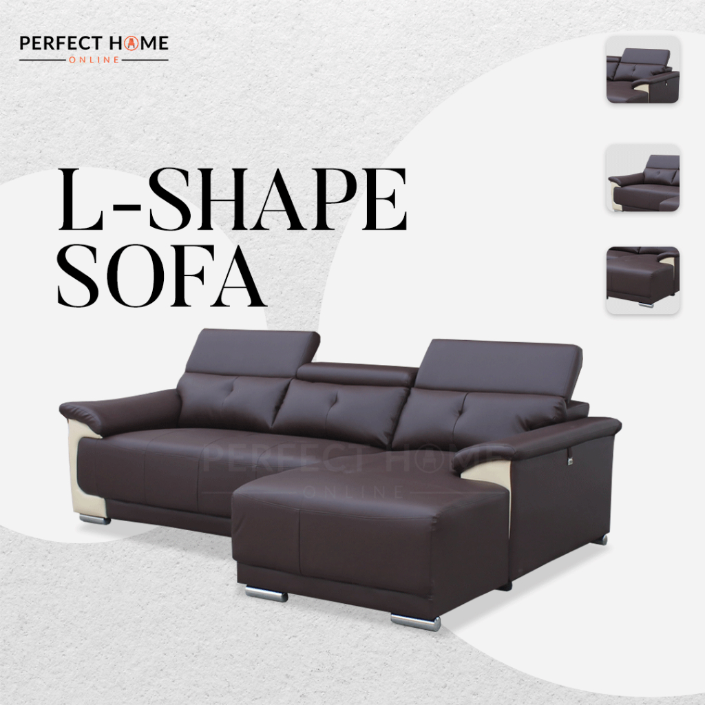 FREE INSTALL Sofa L Shape Murah PU Leather Kulit Modern Home Living ...