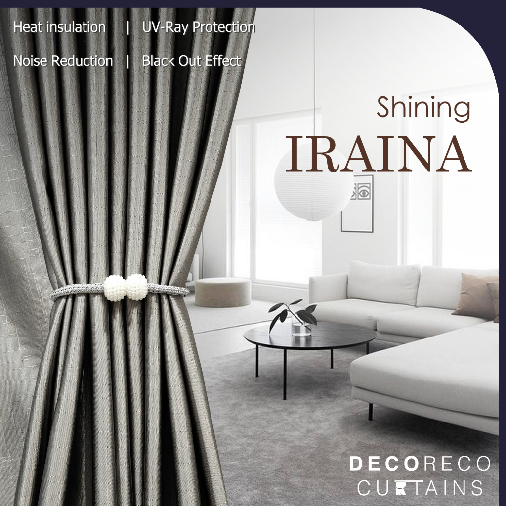 Langsir Iraina 80% Blackout Warna Grey 3D Amboss Texture Curtain Siap ...