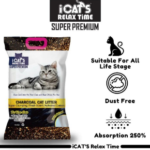 ICat’s Relax Time Super Premium Activated Charcoal Cat Litter 10L ...