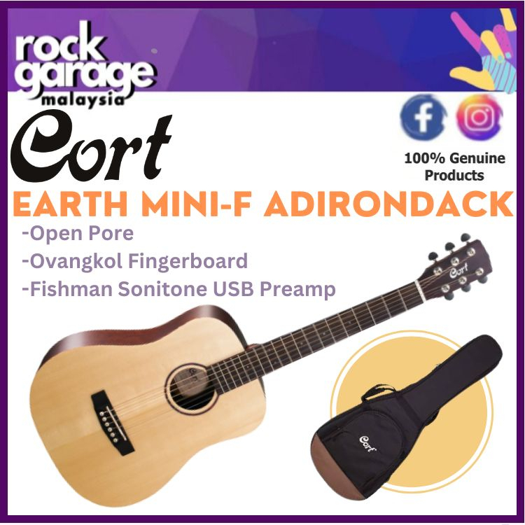 Cort Earth Mini-F Adirondack - Acoustic Guitar With Gig Bag (Earth-Mini ...
