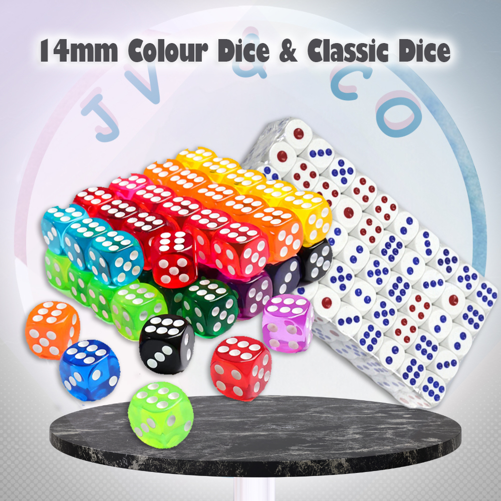10PCs Coloured Dice • Classic Dice • Crysta Dice • Red Dice • Blue Dice ...